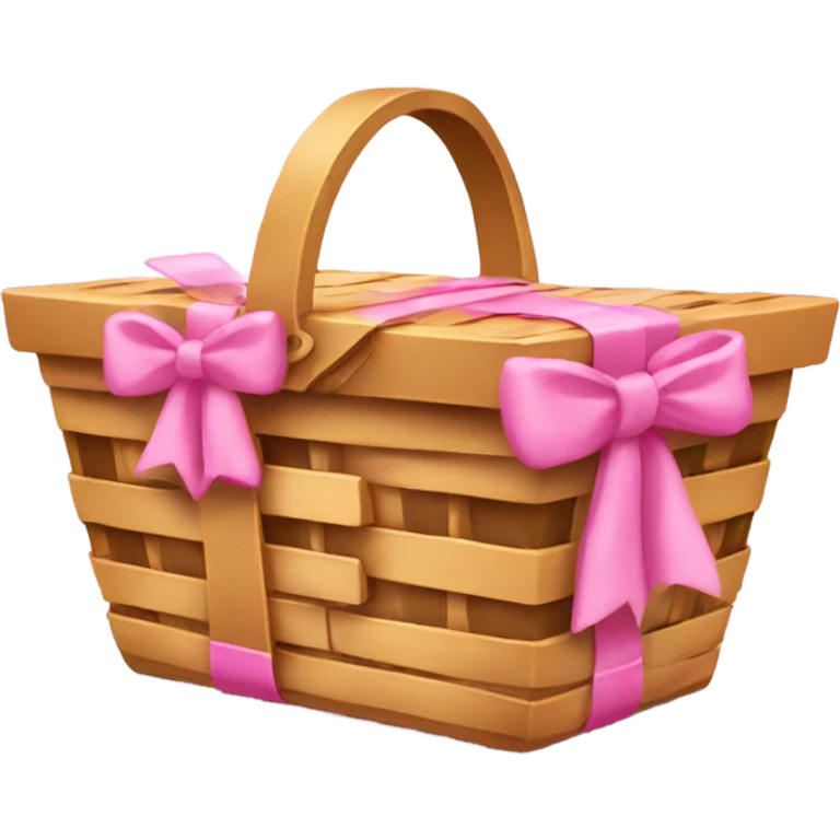 Closed picnic basket with pink bow emoji | AI Emoji Generator
