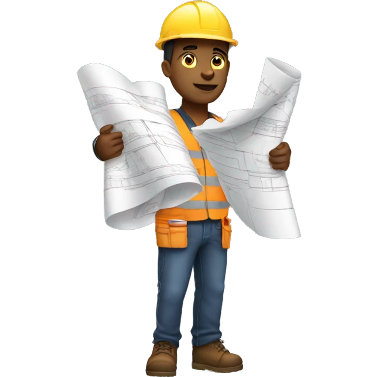 Black construction worker holding rolled up plans emoji | AI Emoji ...