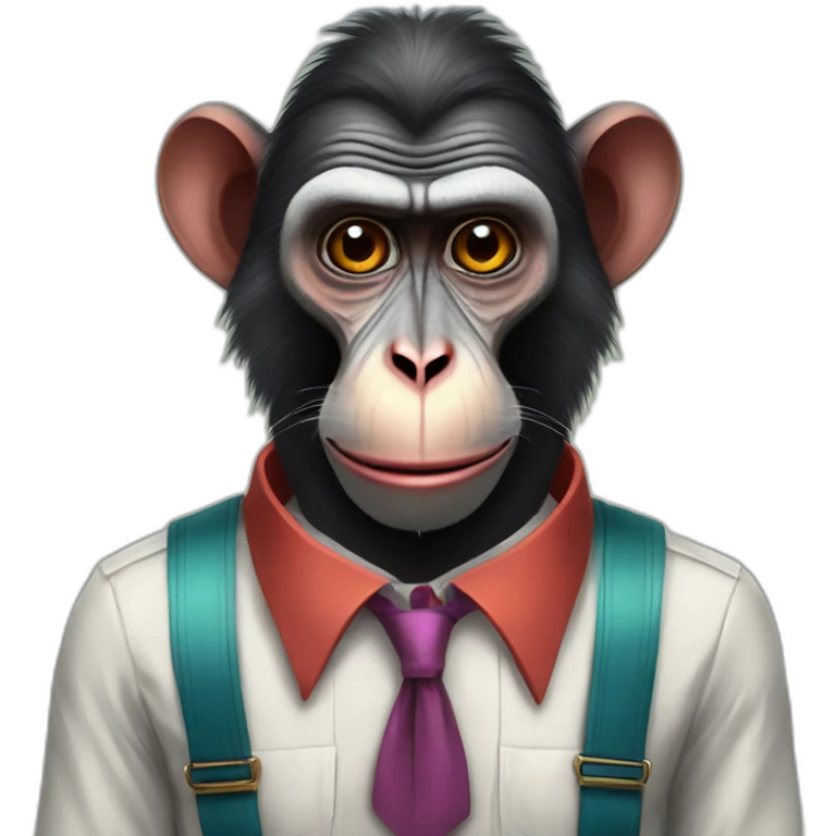 Funny Portrait of a Mandrill with a human-like face wears a shirt and ...