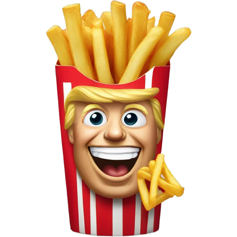 donald trump smiling eating mcdonalds fries emoji | AI Emoji Generator
