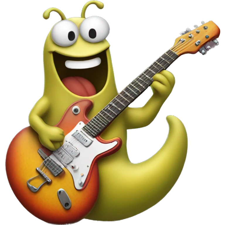 Happy slug playing electric guitar emoji | AI Emoji Generator