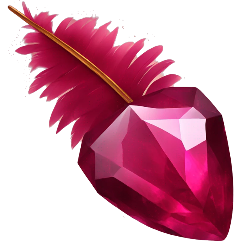 ruby gem wearing a feather emoji | AI Emoji Generator