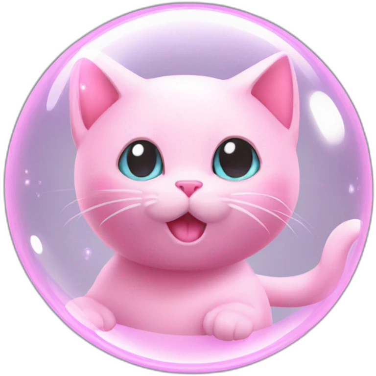 pink mew levitating in a bubble emoji | AI Emoji Generator