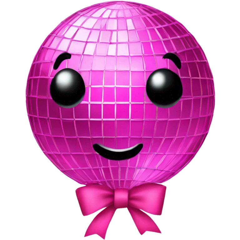 Pink disco ball with pink bow emoji | AI Emoji Generator