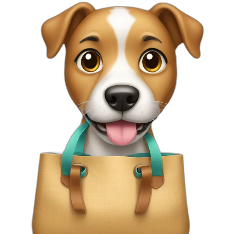 Dog in carrying bag emoji | AI Emoji Generator