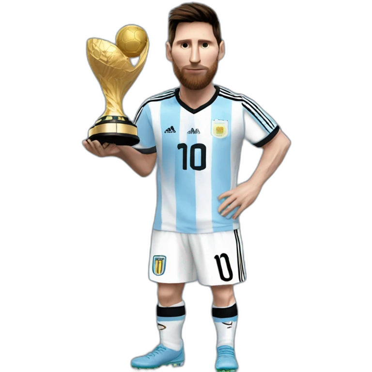 messi con la camiseta de argentina y la copa emoji | AI Emoji Generator