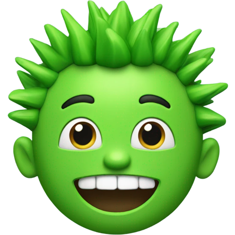 Green smiling 3d emoji with Mohawk and teeth emoji | AI Emoji Generator