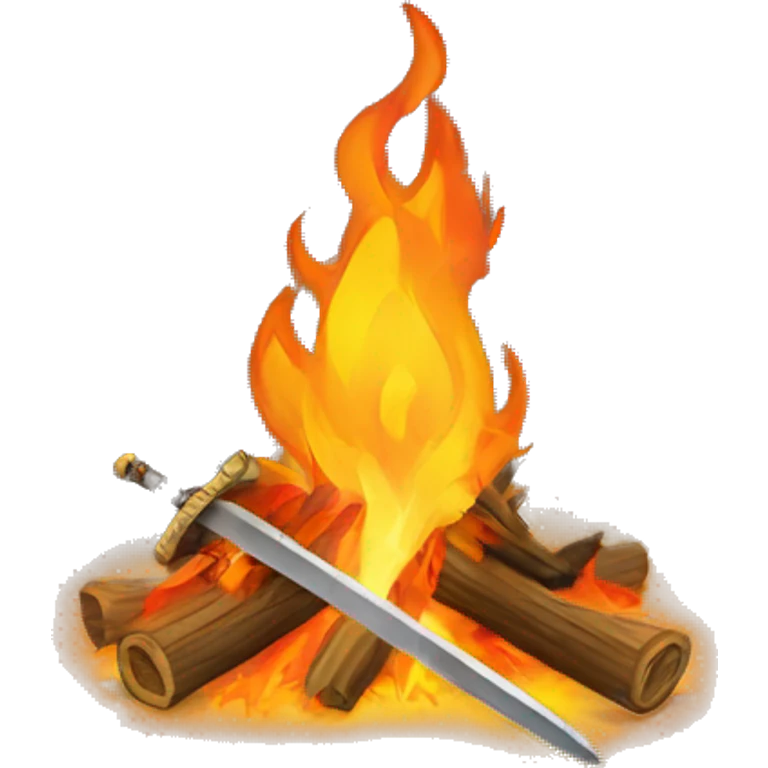 bonfire with a sword coming out of the flames emoji | AI Emoji Generator