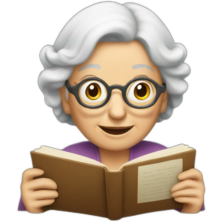 old woman reading a book emoji | AI Emoji Generator