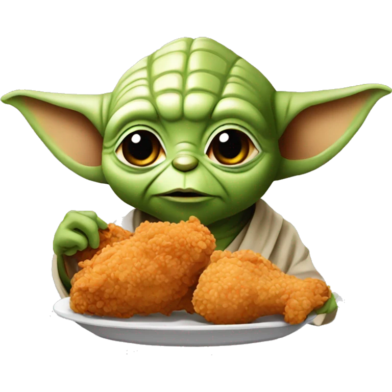 Yoda eating fried Chicken emoji | AI Emoji Generator