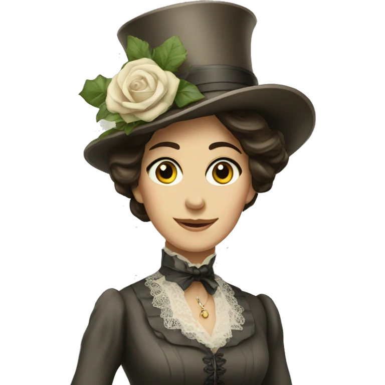 Brunette elegant Victorian woman emoji | AI Emoji Generator