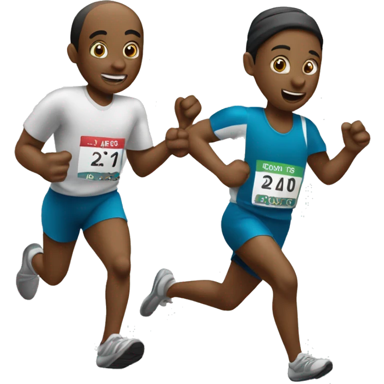 Two runners doing the relay race with a stick emoji | AI Emoji Generator