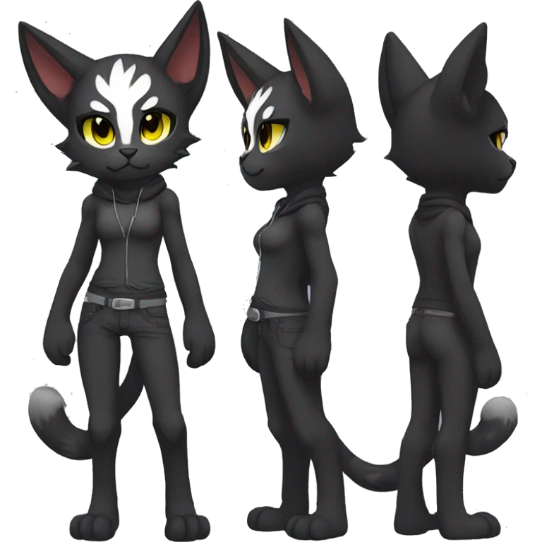 Anthro Dark Edgy Cool Shy Grumpy FurSona Feline Fakemon Full Body emoji ...