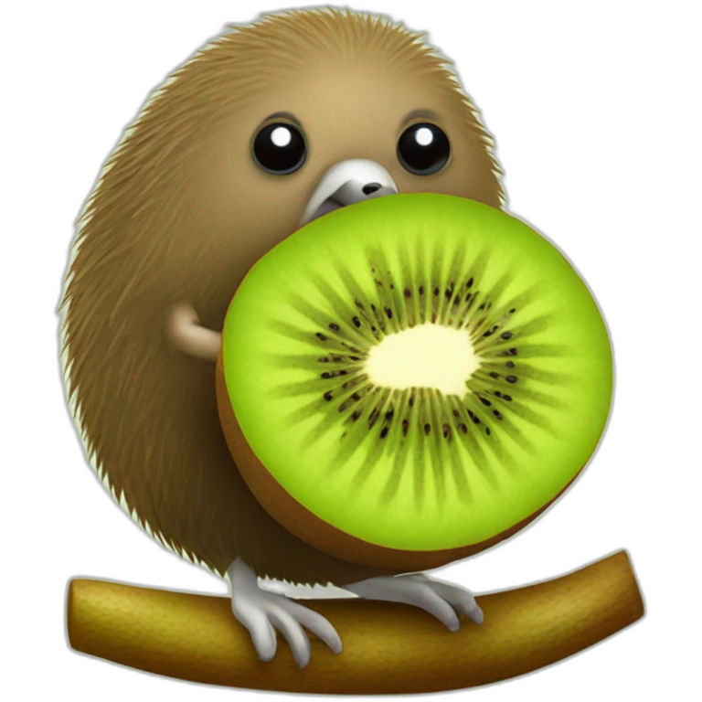 kiwi fruit sitting on a kiwi bird emoji | AI Emoji Generator