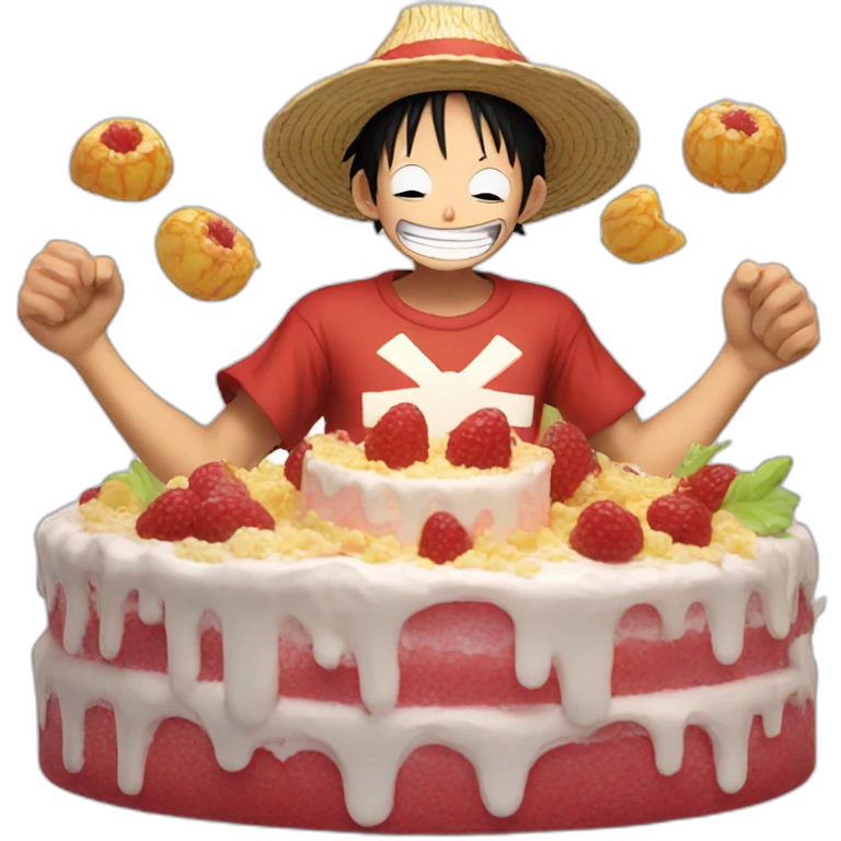 Luffy eat whole cake island emoji | AI Emoji Generator