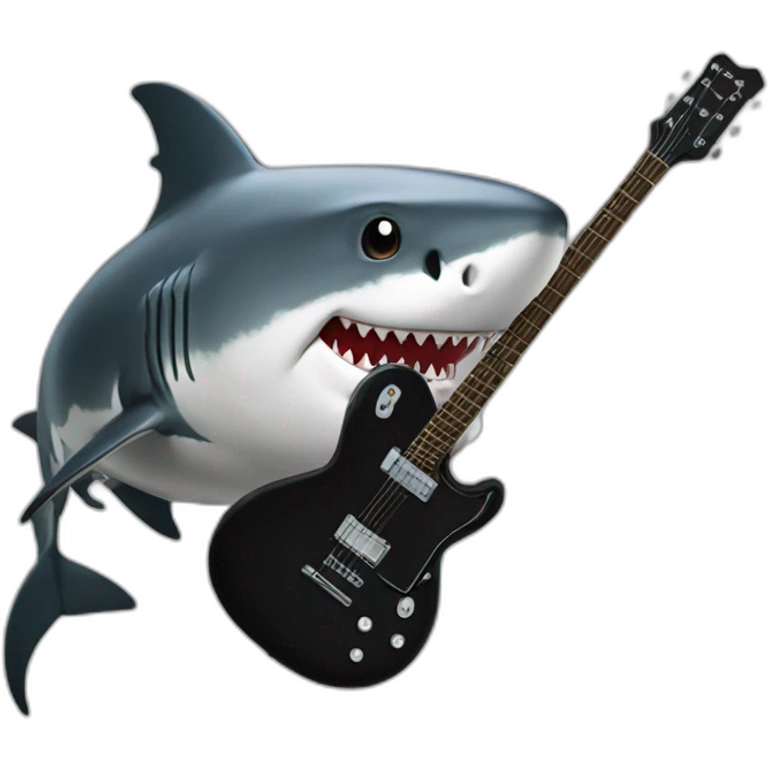 Shark with guitar in black background emoji | AI Emoji Generator