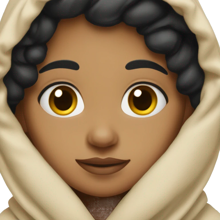 Light skin girl with black hair in a blanket cozy emoji | AI Emoji ...