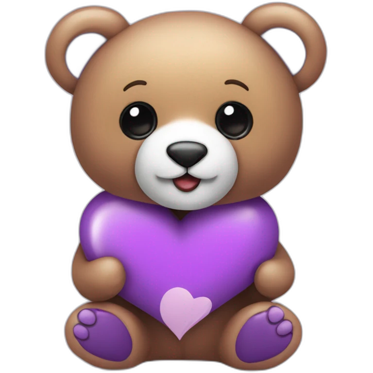 Un osito de peluche sosteniendo un corazón de color morado emoji | AI ...