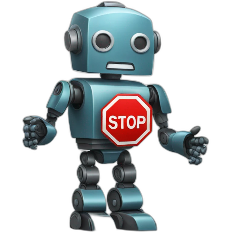 a robot holding a stop sign emoji | AI Emoji Generator