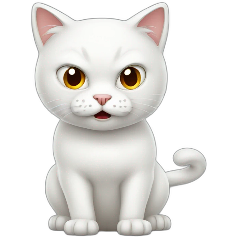 Angry white cat 2d animated emoji | AI Emoji Generator