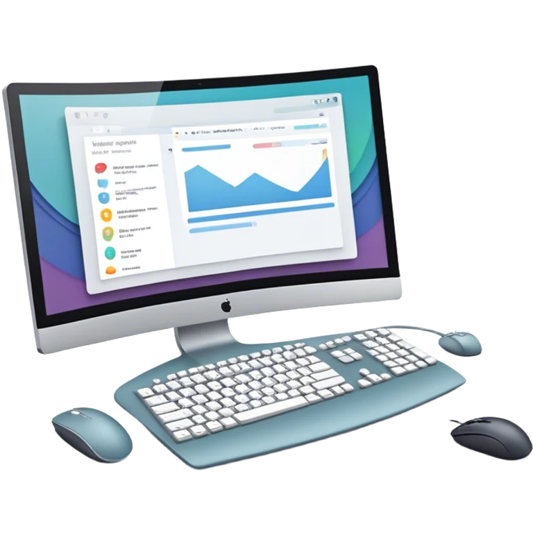 Create an emoji for UX/UI design. Large curved monitor, displaying UX ...