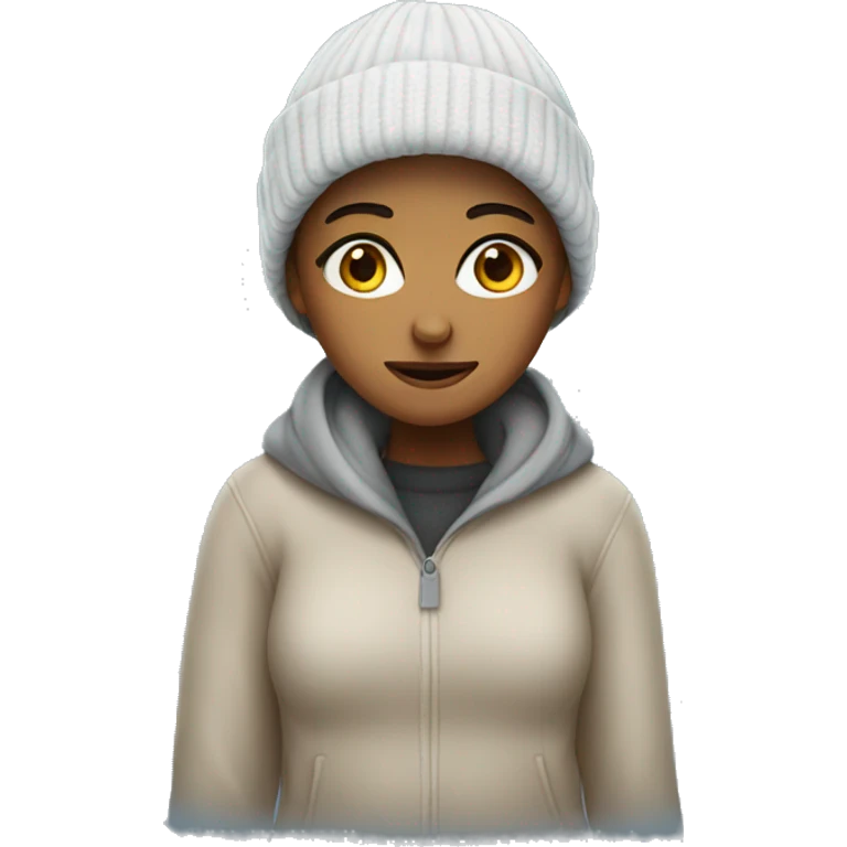 Cold girl in toque eye roll emoji | AI Emoji Generator