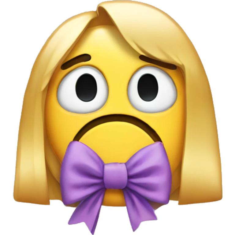 sad face with a bow emoji | AI Emoji Generator