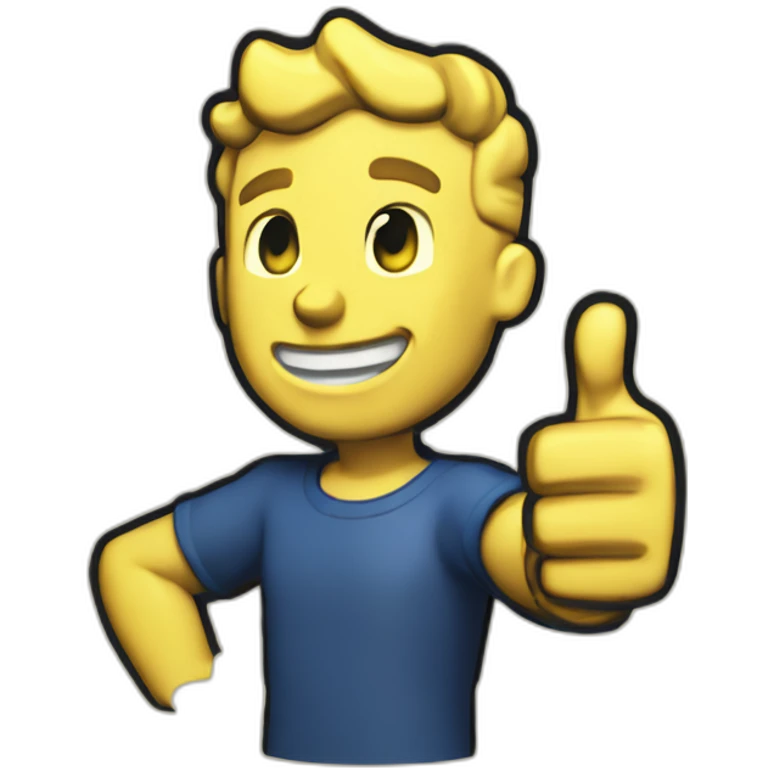 Vault-boy in fallout thumbs up emoji | AI Emoji Generator