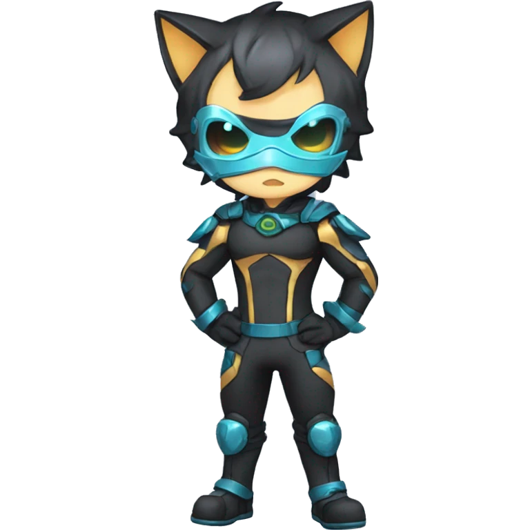 Catboy-Chibi-Sona-Shiny-Fakémon with a mask full body emoji | AI Emoji ...