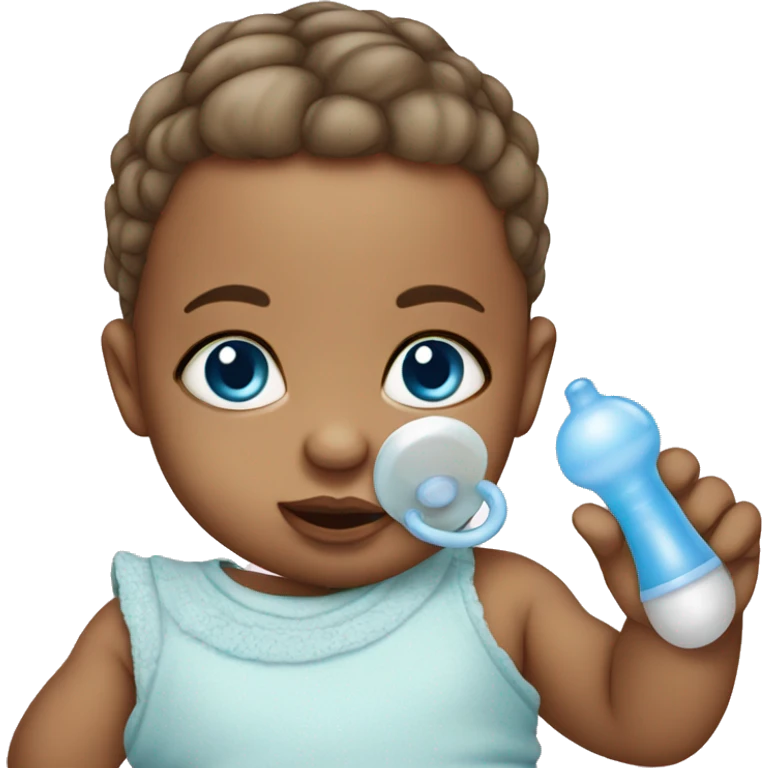 blue eyed baby girl with pacifier emoji | AI Emoji Generator
