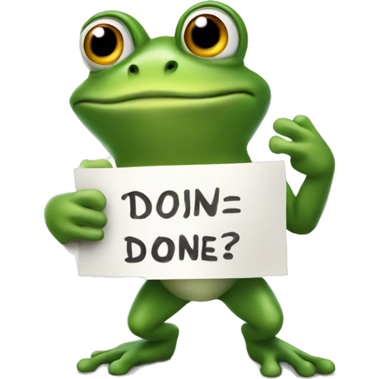 frog holding sign saying done emoji | AI Emoji Generator