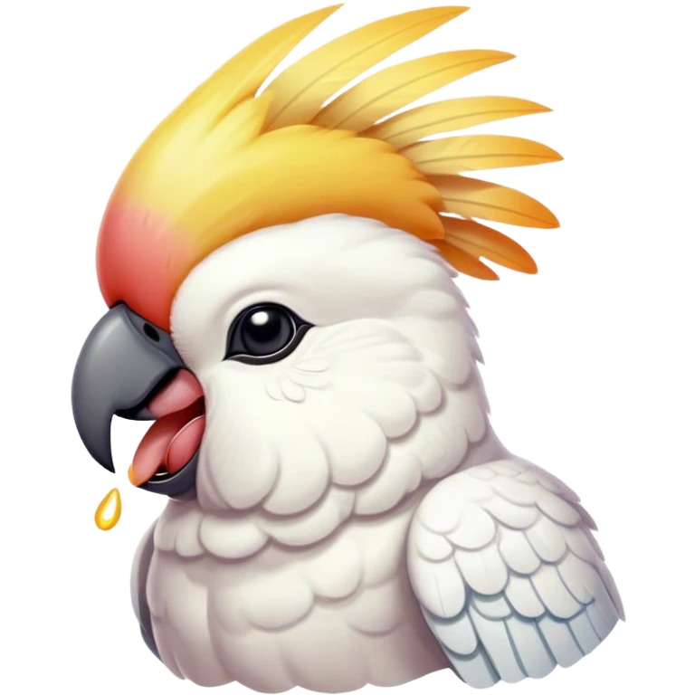 Cinematic Cute Yawning Cockatoo Portrait Emoji, Head tilted slightly ...