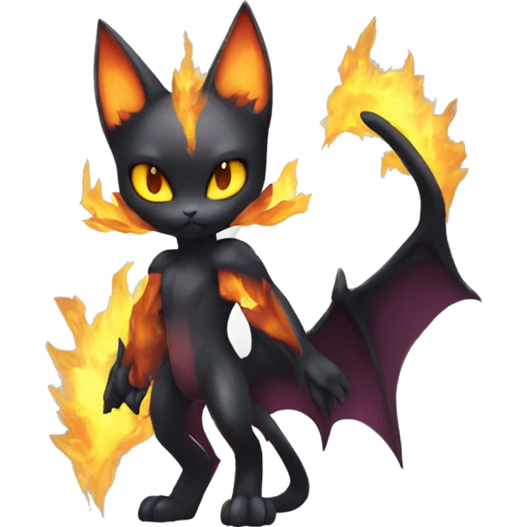 Shiny Fire-Type-Dark-type-Poison-type-Fakémon-Bat-Cat full body emoji ...