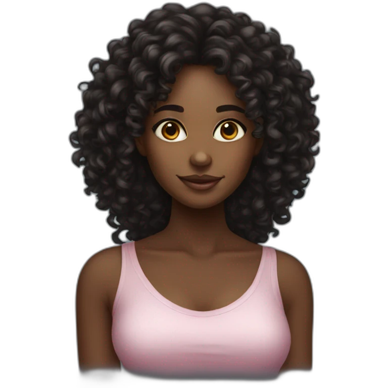 Black girl. Long Curley hair. artist emoji | AI Emoji Generator