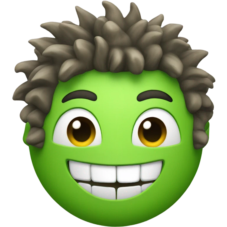 Green smiling 3d emoji with Mohawk and teeth emoji | AI Emoji Generator