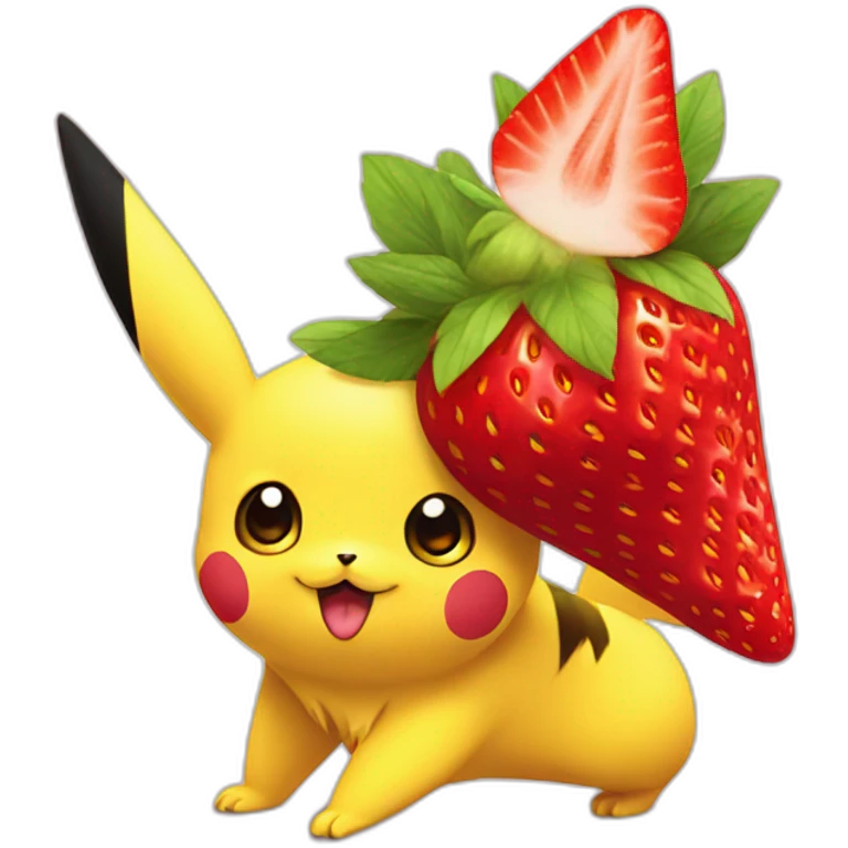 Pikachu with a strawberry hat emoji | AI Emoji Generator