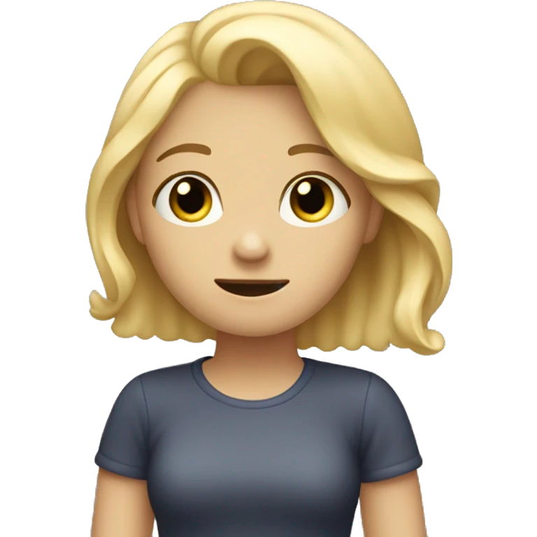 a sad girl with blonde hair waving goodbye emoji | AI Emoji Generator