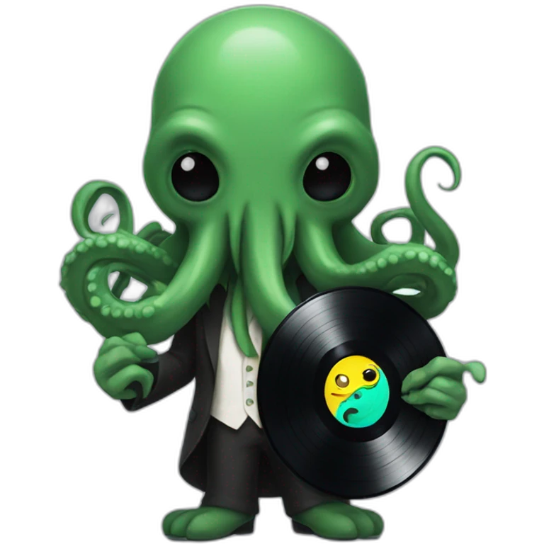 cthulhu holding a vinyl record emoji | AI Emoji Generator