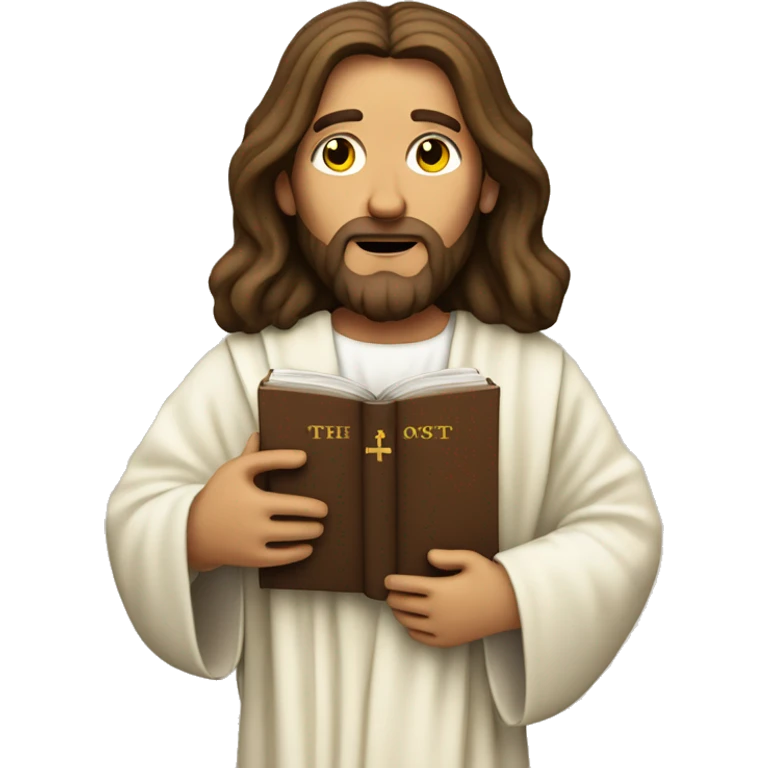 Jesus Christ holding an open Bible emoji | AI Emoji Generator