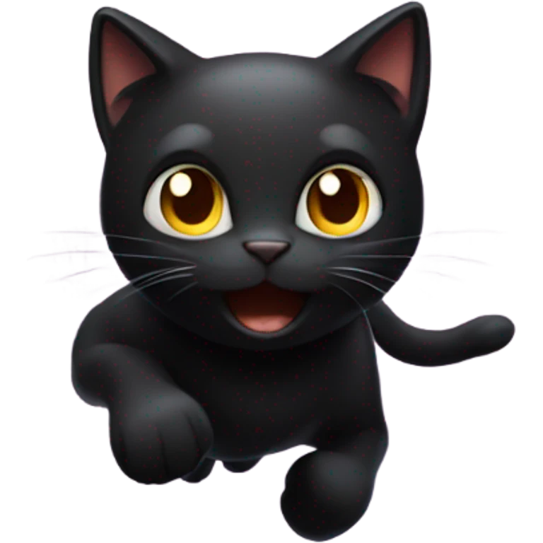 Black cat running light speed emoji | AI Emoji Generator