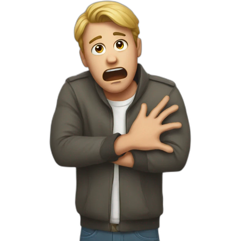 Scared men with a hand to protect him self emoji | AI Emoji Generator