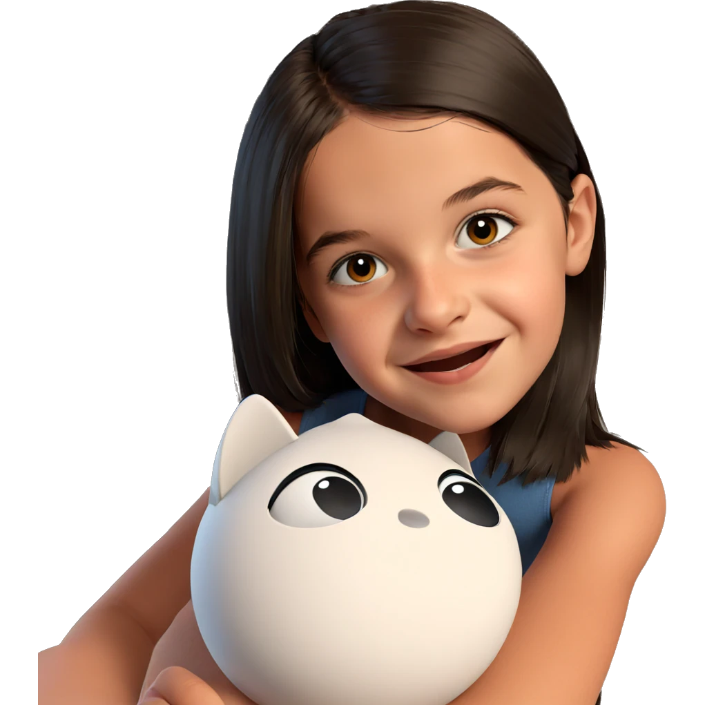 girl with stuffed toy smile emoji | AI Emoji Generator