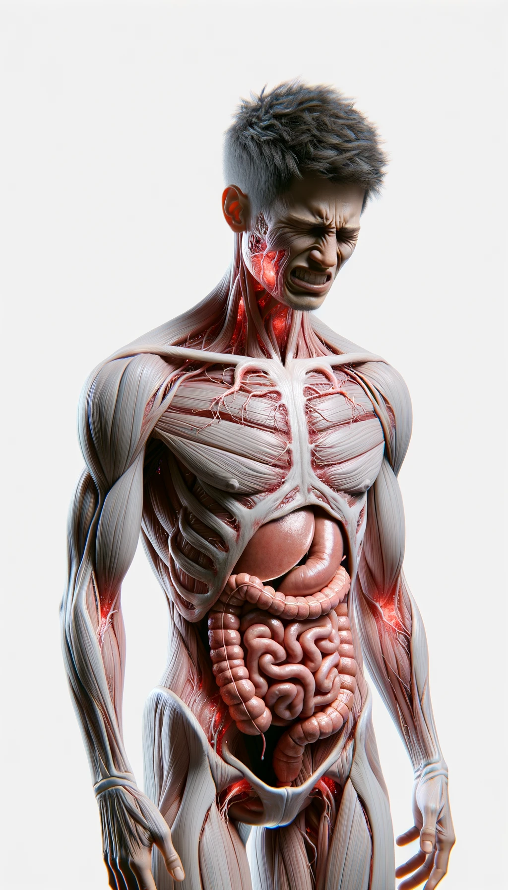 corpo umano anatomico con capelli corti realistico con intestino ...