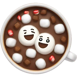Hot chocolate with marshmallows Christmas themed emoji | AI Emoji Generator