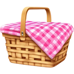 Closed picnic basket with pink bow emoji | AI Emoji Generator