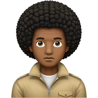 Afro not smiling and black skin color emoji male emoji | AI Emoji Generator