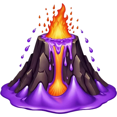 A volcano errupting only with a pure purple liquid and purple fire ...