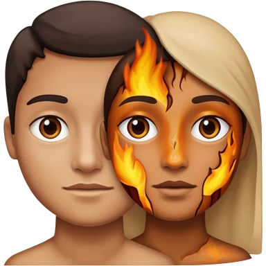 one half normal face other half burnt skin emoji | AI Emoji Generator