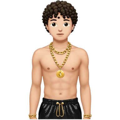Jack Harlow with black sequin baggy pants, shirtless with necklace ...