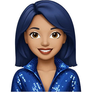 Monica, R&B Singer with dark brown hair, dark blue sequin outfit emoji ...